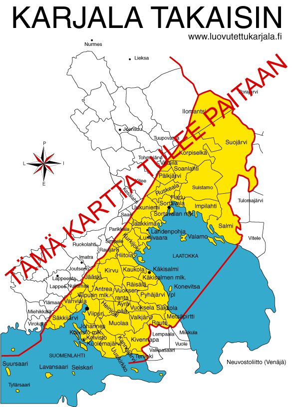 T-paita, Karjala, Pitäjäkartta, Luovutettu Karjala